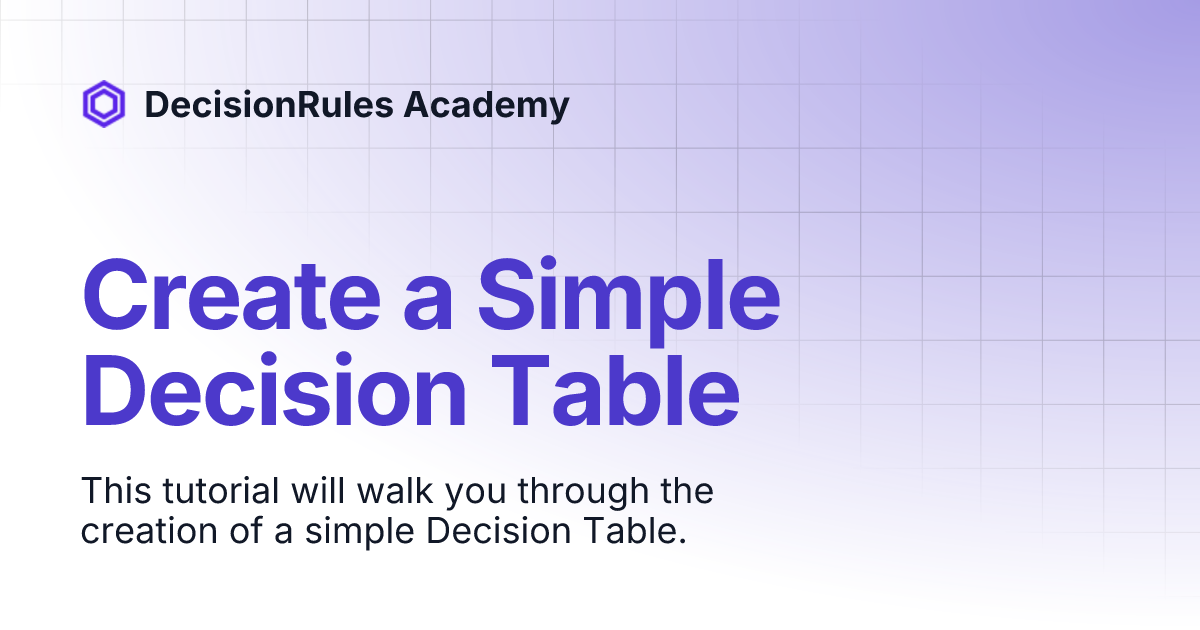 Create a Simple Decision Table | DecisionRules Academy