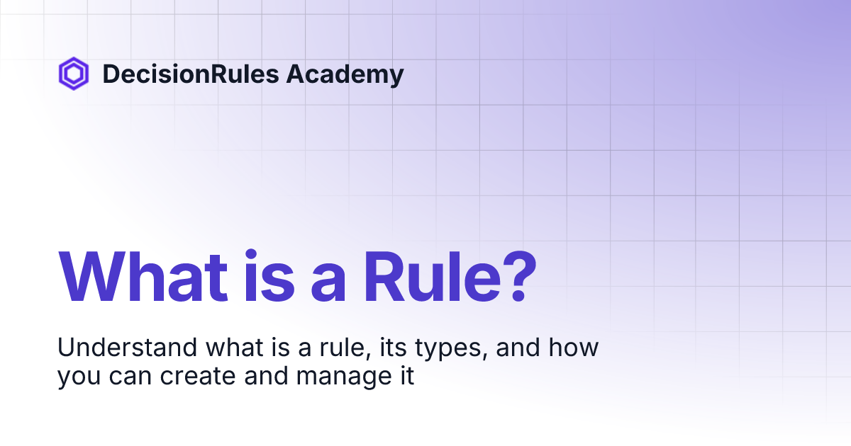 What is a Rule? | DecisionRules Academy